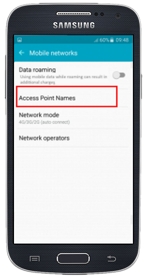 Configure APN (Access point name) settings